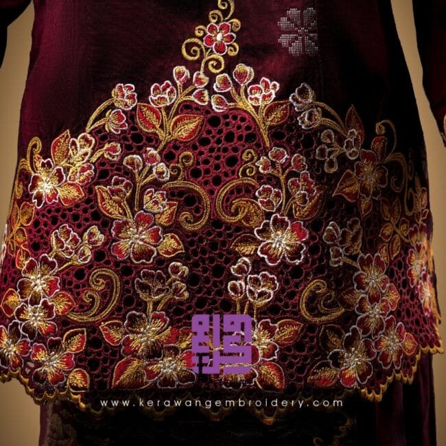 Kurung Kedah Moden Songket Dengan Sulam Goyang Kerawang Motif Bunga ...