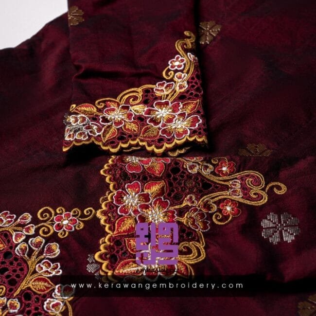 Kurung Kedah Moden Songket Dengan Sulam Goyang Kerawang Motif Bunga ...